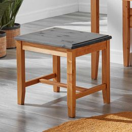 Pharao24.de Massivholz Hocker in Grau und Kiefer Laugenfarben Landhausstil