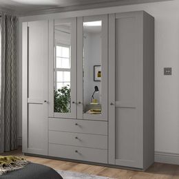 Pharao24.de Schlafzimmerkleiderschrank Landhausstil in Hellgrau drei Schubladen