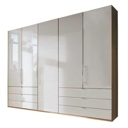 Pharao24.de Schlafzimmerschrank in Beige und Eiche Bianco 250 cm breit