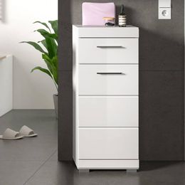 Pharao24.de Badezimmerkommode Badschrank in Wei&szlig; 88 cm hoch