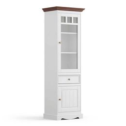 Pharao24.de Vitrine Schrankvitrine mit Glast&uuml;r und Schublade