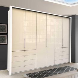 Pharao24.de Schlafzimmerschrank in Creme Wei&szlig; Glas beschichtet Faltt&uuml;ren