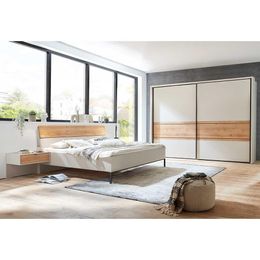 Pharao24.de Modernes Komplettschlafzimmer Made in Germany Eiche Bianco und Beige (vierteilig)