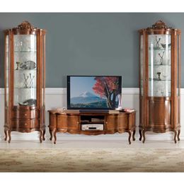 Pharao24.de Barock Wohkombination mit Nussbaum furniert 325 cm (dreiteilig)