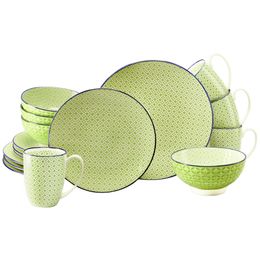 Kombiservice Creatable "Mediterran, Service 16-tlg.", gr&uuml;n, 16, Steinzeug, Geschirr-Sets, Kombiservice, Mediterraner Flair, Traditionell keramische Motive