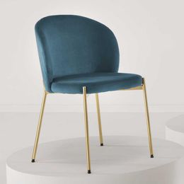 Pharao24.de Esstisch St&uuml;hle Retrostil in Petrol Goldfarben (4er Set)