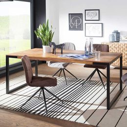 Pharao24.de Esstisch aus Sheesham Massivholz und Metall Industry Design