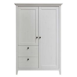 Pharao24.de W&auml;scheschrank im Skandi Design Kiefer Massivholz in Wei&szlig; 101x150x40 cm Pharao24