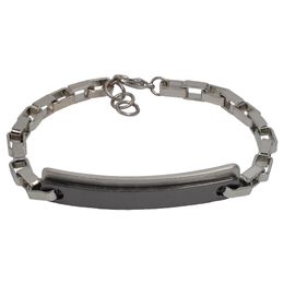 Armband Steuer "Edelstahl Schildband zweifarbig", silber, Armb&auml;nder, Herren, 21,5cm, Edelstahl, gl&auml;nzend, matt, Armband