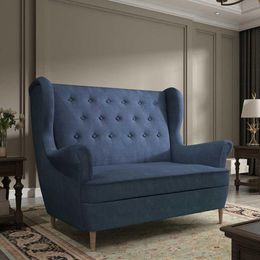 Pharao24.de Zweisitzer Couch mit Schaumstoffpolsterung in Blaugrau