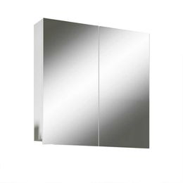 Pharao24.de Badschrank Spiegel weiss 60 cm breit zwei Dreht&uuml;ren