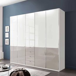 Pharao24.de Dreht&uuml;renschrank Schlafzimmerschrank 247 cm breit Front glasbeschichtet