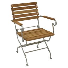 Pharao24.de Gartenklappstuhl mit Armlehnen aus Robinie und Stahl 58 cm breit