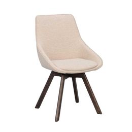 Pharao24.de Stuhl Esszimmer Essstuhl in Cremewei&szlig; mit Gestell aus Massivholz (2er Set)