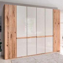 Pharao24.de Design Kleiderschrank in Beige Glas beschichtet Astkernbuche