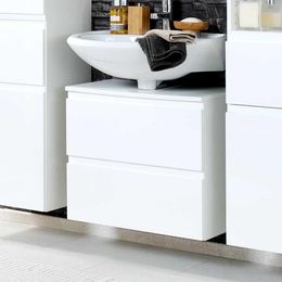 Pharao24.de Waschbeckenschrank in Hochglanz Wei&szlig; 60 cm