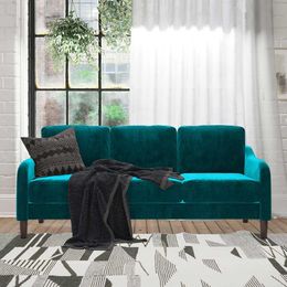 Pharao24.de Sofa in Dunkelgr&uuml;n Samt