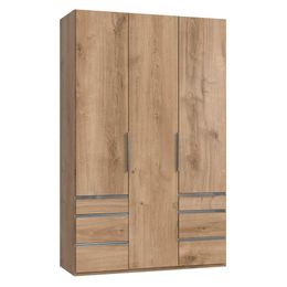 Pharao24.de Dreht&uuml;rschrank 150 cm breit in Plankeneiche NB sechs Schubladen