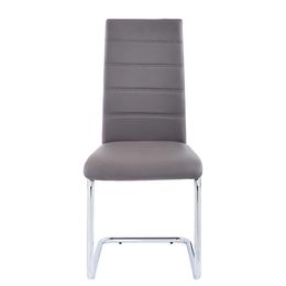 Pharao24.de Esszimmer Freischwinger in Hellbraun Kunstleder verchromtem Metall (Set)