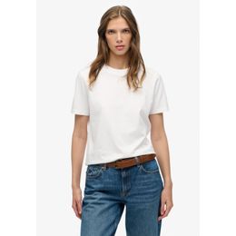T-Shirt Superdry "Essential Logo Emb Tee", Damen, Gr. L, optic, Single Jersey, Obermaterial: 100% Baumwolle, unifarben, normal, Rundhals, Shirts T-Shirt
