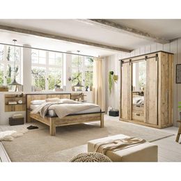 Pharao24.de Altholz Optik Schlafzimmer im Landhaus Stil 4-teilig (vierteilig)