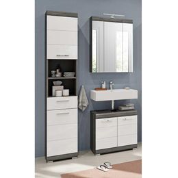 Pharao24.de G&auml;stebad M&ouml;bel Set mit Hochglanzfront 191 cm hoch (dreiteilig)