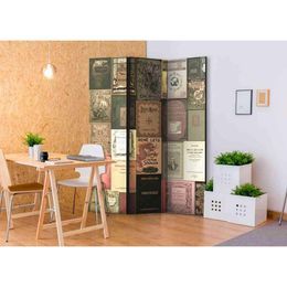 Pharao24.de Design Paravent mit B&uuml;chertitel Motiven nostalgischen Look