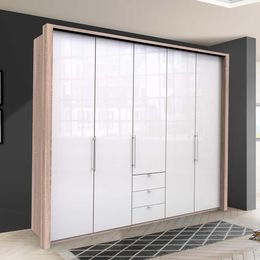 Pharao24.de Premium Schlafzimmerkleiderschrank in Wei&szlig; Eiche S&auml;gerau