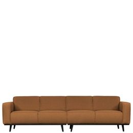 Pharao24.de Dreier Sofa in Bernsteinfarben Stoff Armlehnen