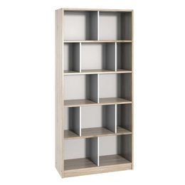 Pharao24.de Buchregal modern in Eiche San Remo und Wei&szlig; 90 cm breit