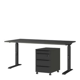 Pharao24.de H&ouml;henverstellbarer Schreibtisch Schreibtisch in Dunkelgrau Made in Germany