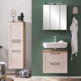 Pharao24.de Badm&ouml;bel Set Badm&ouml;belset im Landhausstil mit Metallgriffen (dreiteilig)