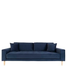 Pharao24.de Einzelsofa Dunkelblauer Samtbezug Skandi Design
