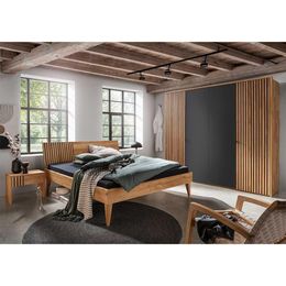Pharao24.de Schlafzimmer M&ouml;bel Set aus Wildeiche Massivholz modernem Design (vierteilig)