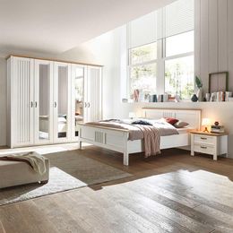 Pharao24.de Landhaus Komplettschlafzimmer in Wei&szlig; und Eichefarben foliert (vierteilig)