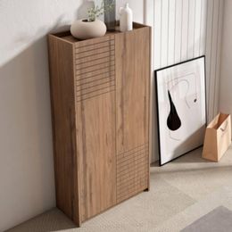 Pharao24.de Garderobenschuhschrank Schuh Schrank mit Dreht&uuml;ren in Holz Braun