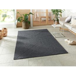Teppich Hanse Home "Trenzado", grau (dunkelgrau), B:120cm H:10mm L:170cm, Polypropylen, Teppiche, Teppich, In- & Outdoor, Handmade-Look, L&auml;ufer, Wetterfest, Balkon, Wohnzimmer