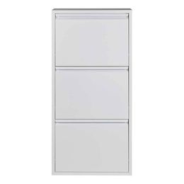 Pharao24.de Wand Schuh Schrank in Wei&szlig; pulverbeschichtet Stahl