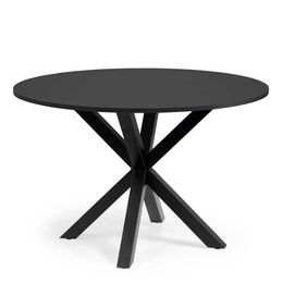 Pharao24.de Runder K&uuml;chen Tisch in Schwarz mit Metallgestell 120 cm breit