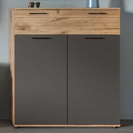 Pharao24.de Garderobenschuhschrank in Wildeiche Holzoptik Grau