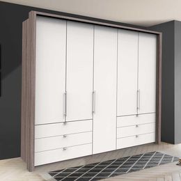 Pharao24.de XL Schlafzimmerkleiderschrank in Wei&szlig; Eiche Tr&uuml;ffelfarben