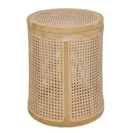 Pharao24.de Sitztruhe mit abnehmbarem Deckel Teak Holz und Rattan