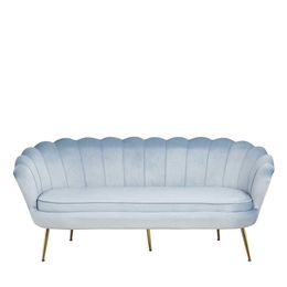 Pharao24.de Samt Dreisitzer Sofa in Hellgrau und Gold in Muschelform