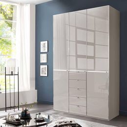 Pharao24.de Schlafzimmerkleiderschrank Schlafzimmerschrank mit f&uuml;nf Schubladen in Hellgrau