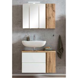 Pharao24.de Waschplatz Set 2-teilig in Wildeichefarben und Wei&szlig; 85 cm breit (zweiteilig)