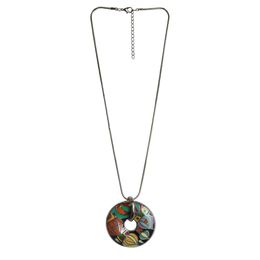 Kette mit Anh&auml;nger Steuer "Donutanh&auml;nger bunt emailliert", bunt (mehrfarbig), Halsketten, Damen, 52cm, Metall, L: 52 B: 50mm, gl&auml;nzend, B:50mm