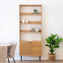 Pharao24.de B&uuml;cherregal B&uuml;cherschrank 2 t&uuml;rig in Eichefarben