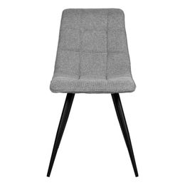Pharao24.de Esszimmer Polsterstuhl in Grau Strukturstoff Metallgestell (2er Set)