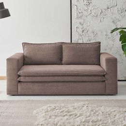 Pharao24.de Cord Zweiersofa modern in Hellbraun 180 cm breit - 91 cm tief