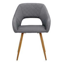 Pharao24.de Esszimmer Polsterst&uuml;hle in Grau und Naturfarben Metallgestell (2er Set)